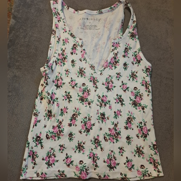 eye candy | Tops | Eye Candy Cottagecore Ribbed Floral Tank Top Small ...
